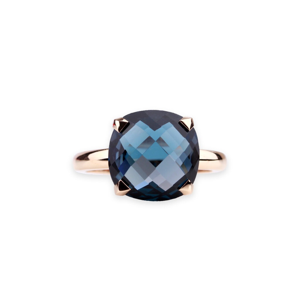 Bague Topaze London Blue Poppy Blue - Compagnie des Gemmes