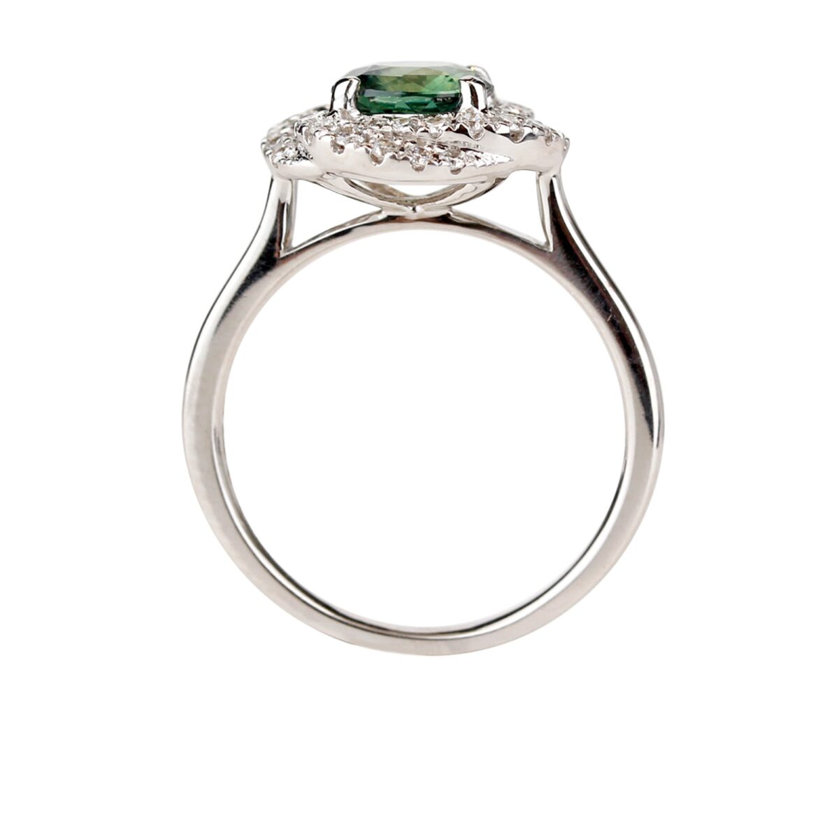 Bague Saphir vert Diamants Or blanc - Florentine